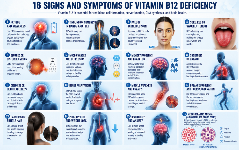 18 Vitamin B12 Deficiency Symptoms You Shouldn't Ignore